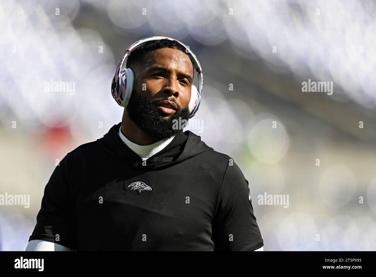 Baltimore Ravens wide receiver Odell Beckham Jr. looks on during pre ...