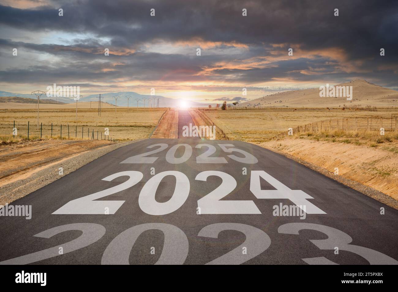 Start of new year 2024, Happy new year. Starting a new stage, road to ...