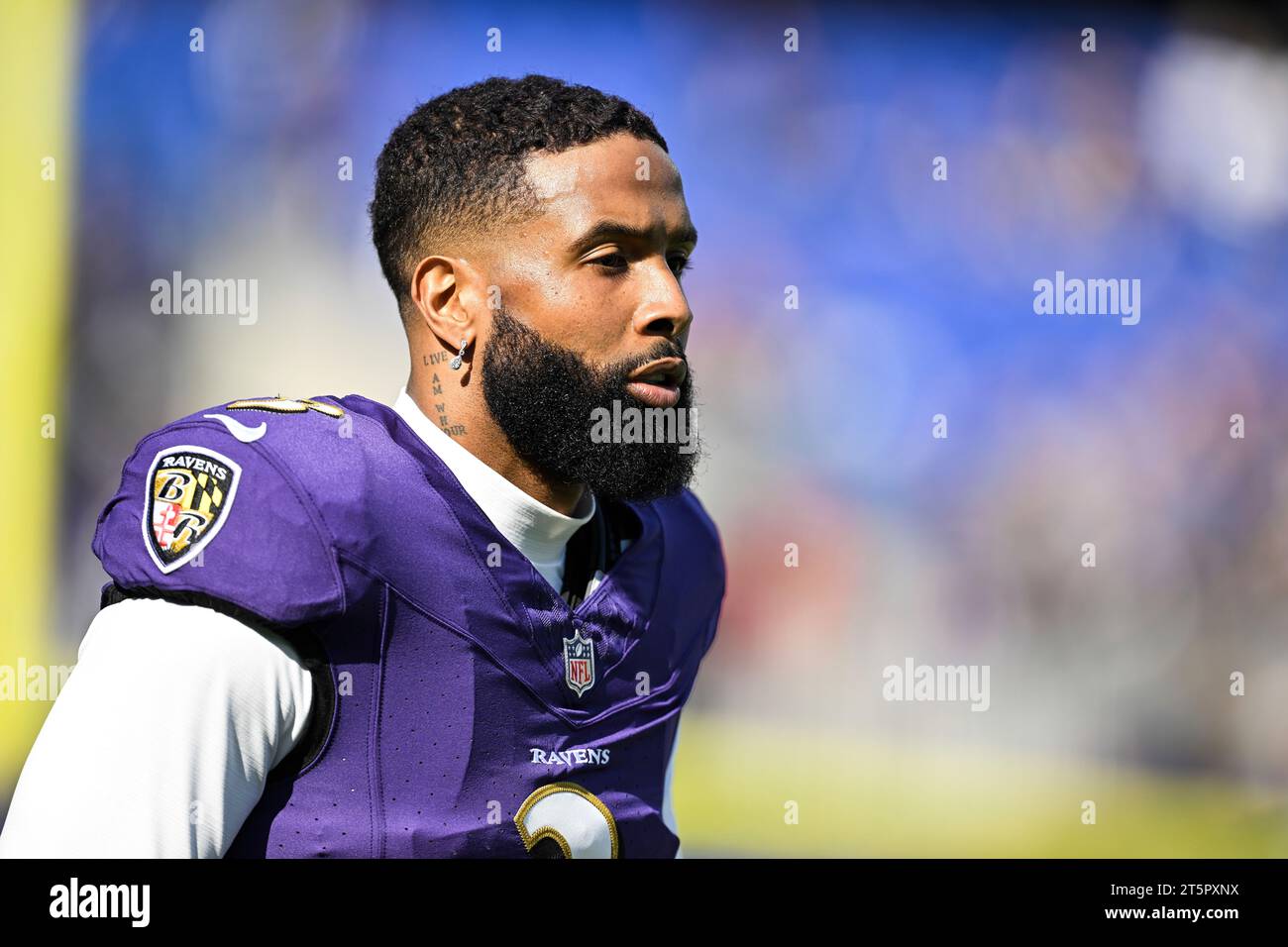 Baltimore Ravens wide receiver Odell Beckham Jr. looks on during pre ...