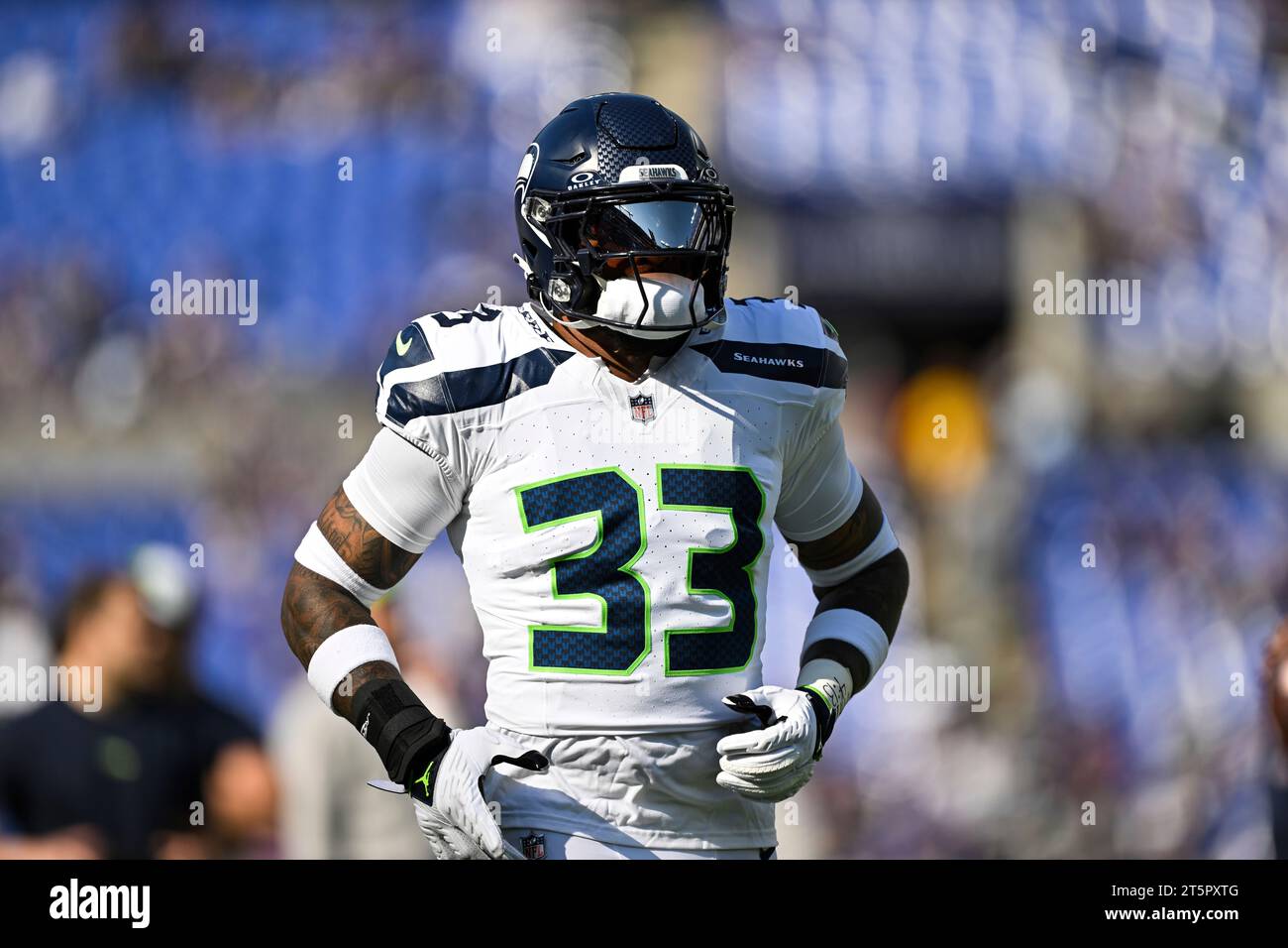 Seattle Seahawks safety Jamal Adams (33) looks on during pre-game warm ...