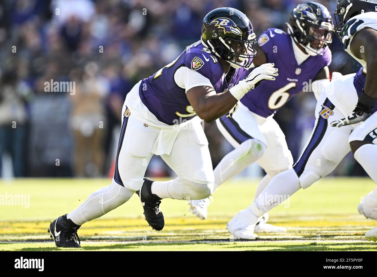 Baltimore Ravens defensive tackle Justin Madubuike (92) in action ...