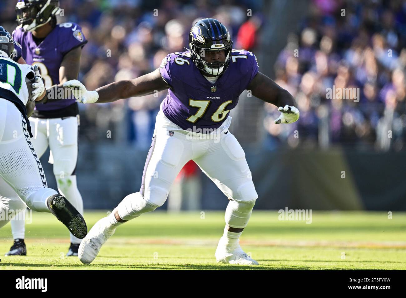 Baltimore Ravens guard John Simpson (76) in action during the first ...