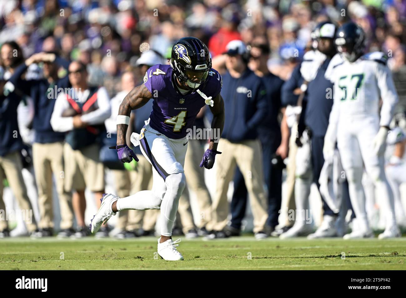 Baltimore Ravens wide receiver Zay Flowers (4) in action during the ...
