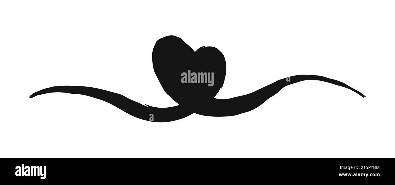 Heart Valentine's Day swash hand painted with brush and ink, isolated ...