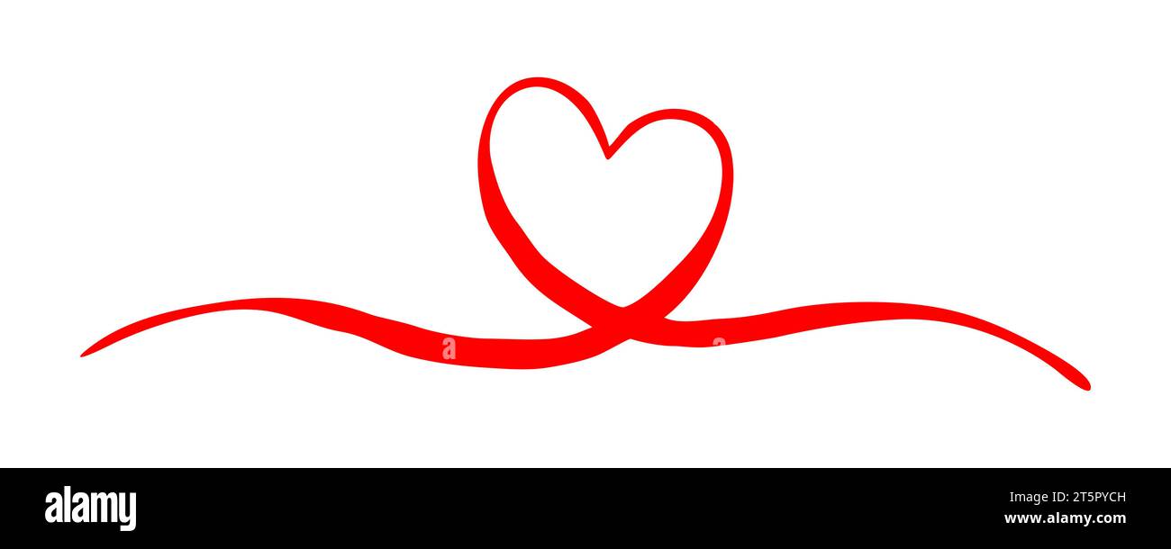 Heart Valentine's Day swash hand painted with brush and ink, isolated ...