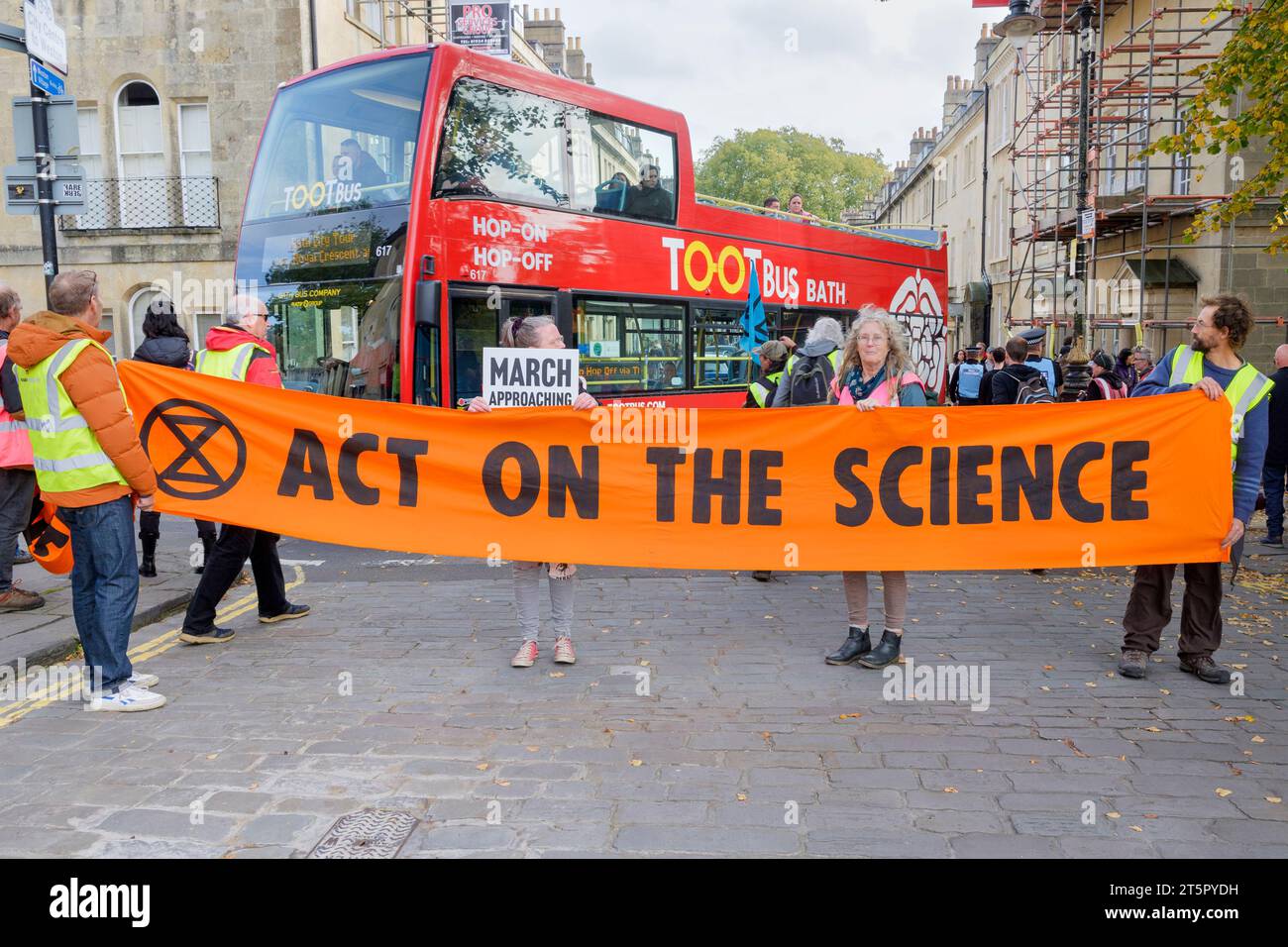 Bath, UK. 28th Oct, 2023. Climate-change campaigners protesters are ...