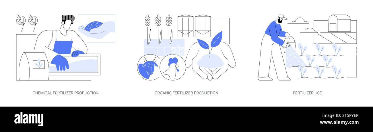 Use of fertilizers isolated cartoon vector illustrations se Stock ...
