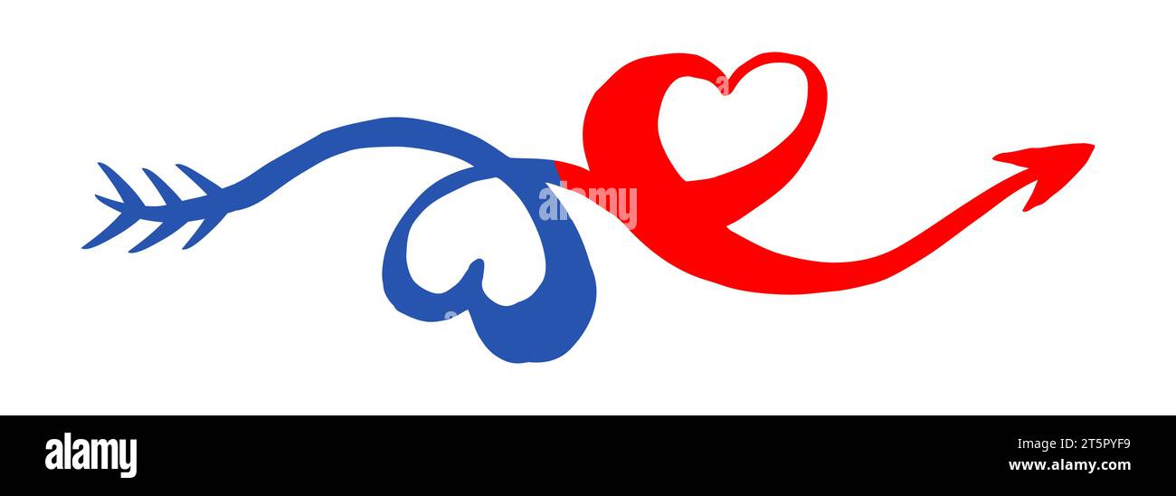 Two intertwined Hearts for Valentine's Day, connected with an arrow ...