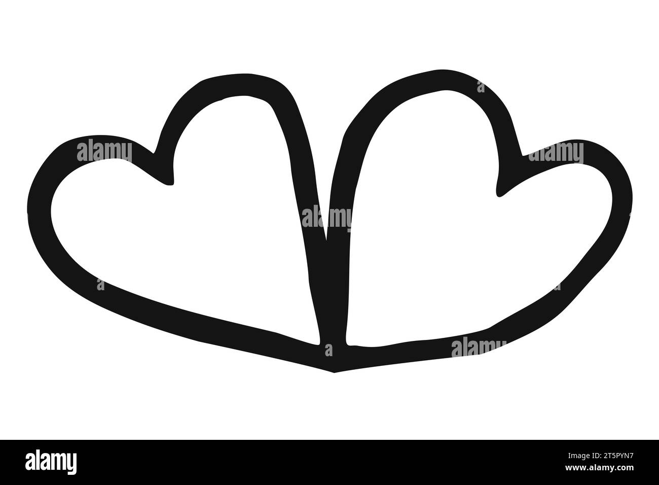 Connected Hearts hand drawn with thin line. Graphic design element for ...