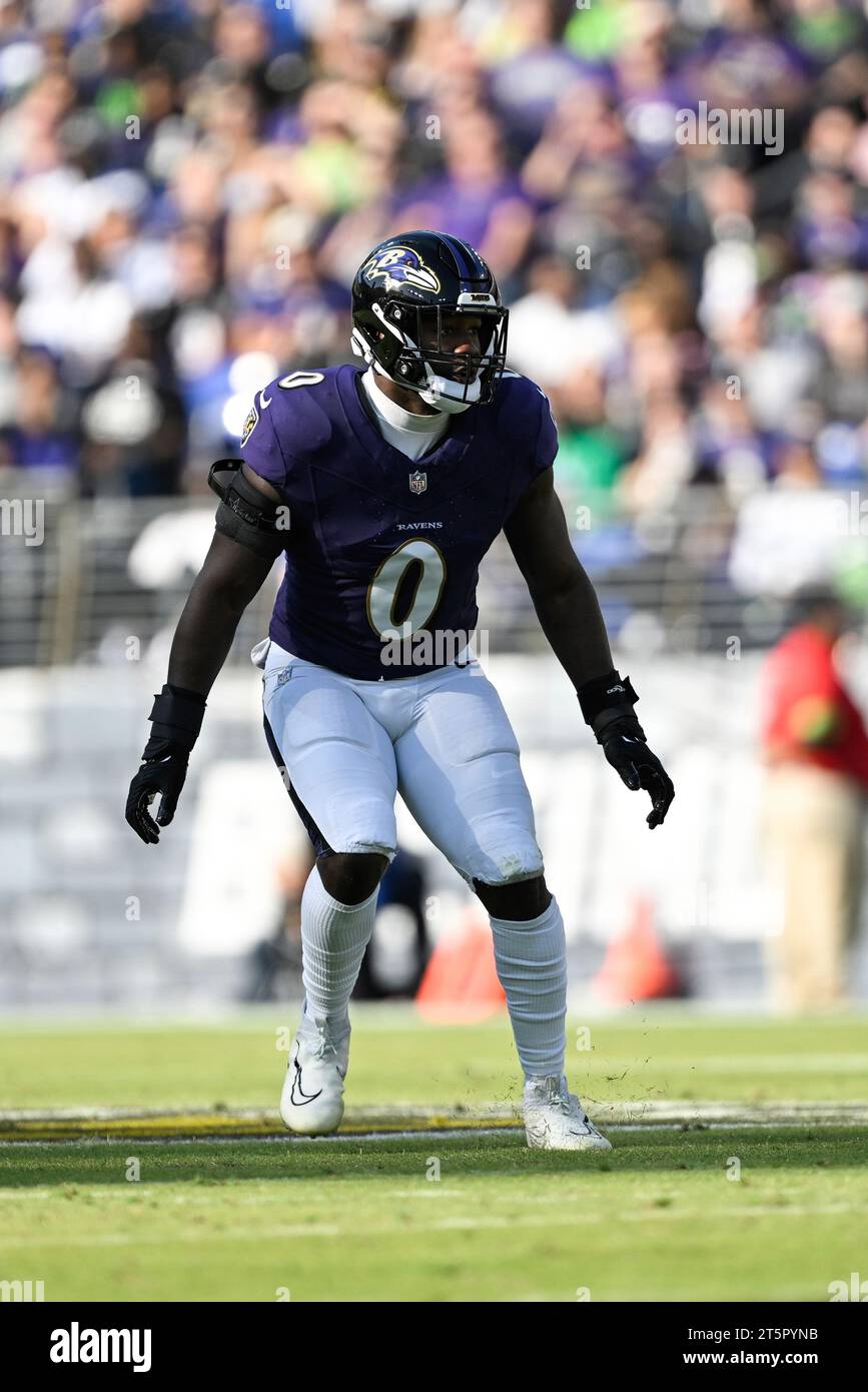 Baltimore Ravens linebacker Roquan Smith (0) in action during the first ...