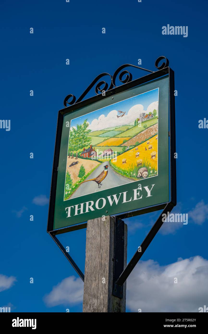 Village sign for Throwley Kent Stock Photo - Alamy