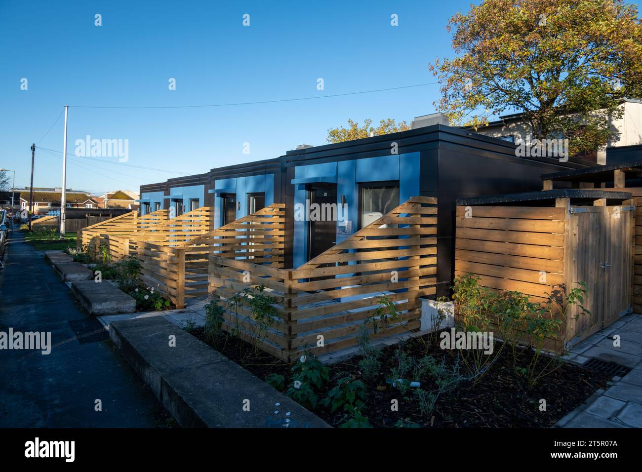 Eight temporary accommodation pods for homeless people, Redfield ...