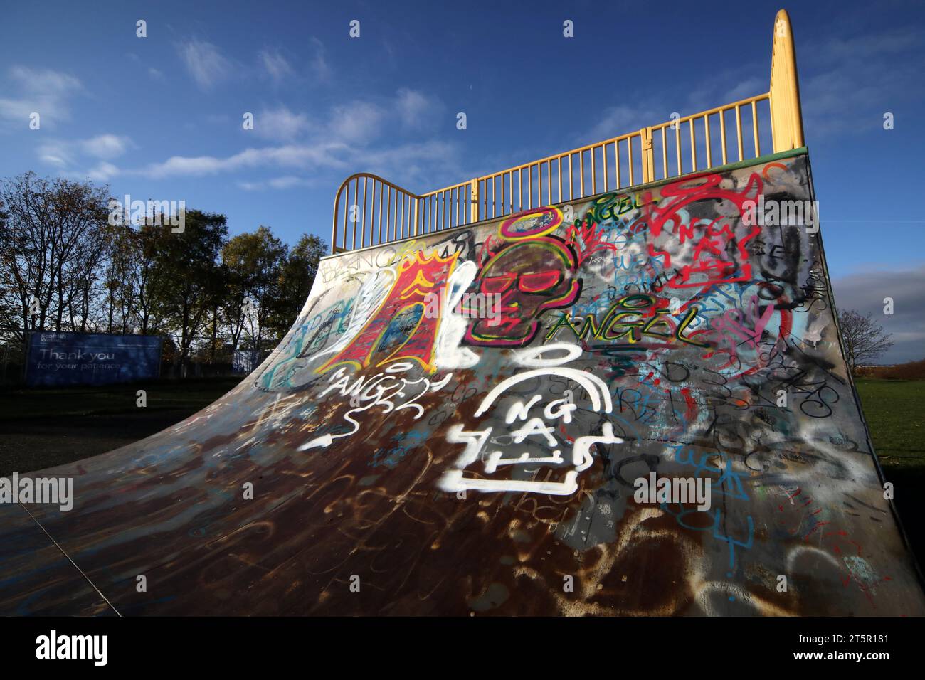 a graffiti covered halfpipe Stock Photo - Alamy