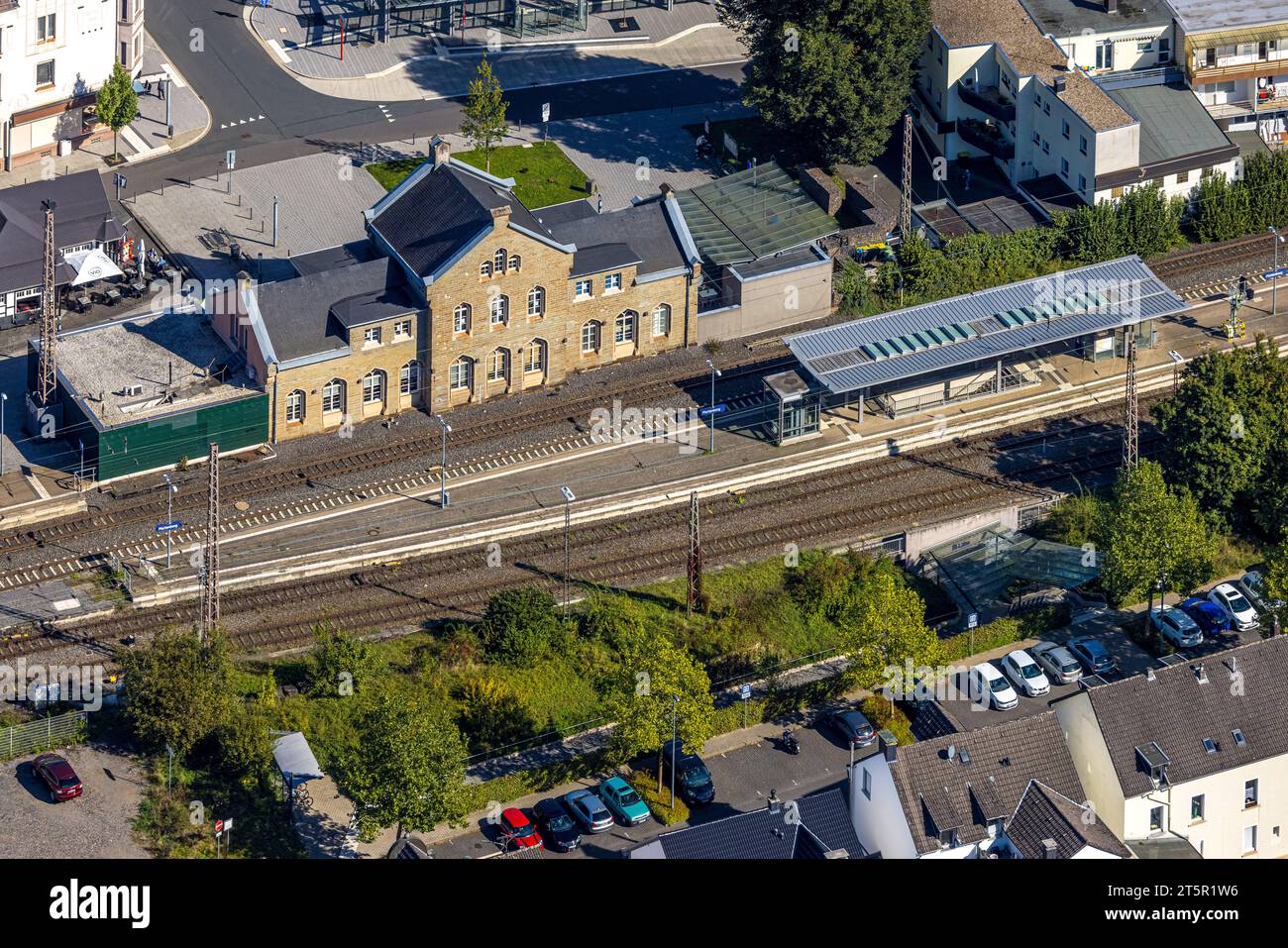 Aerial view, Plettenberg railroad station with platform, Eiringhausen ...