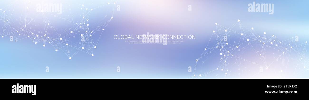 Global network connection banner design template. Header social network ...