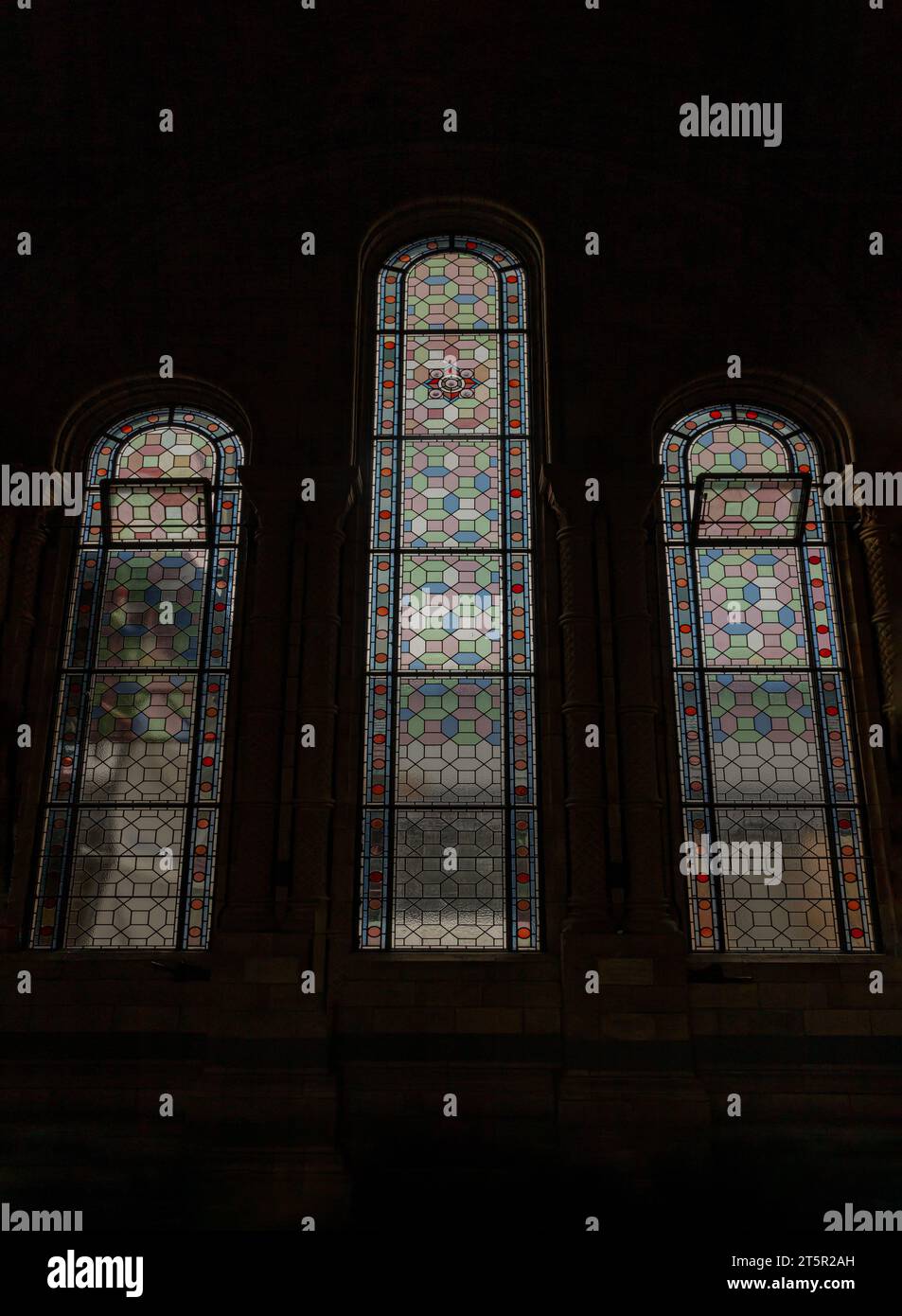 London, UK - Nov 01, 2023 - Coriander stained glass on the elevation ...