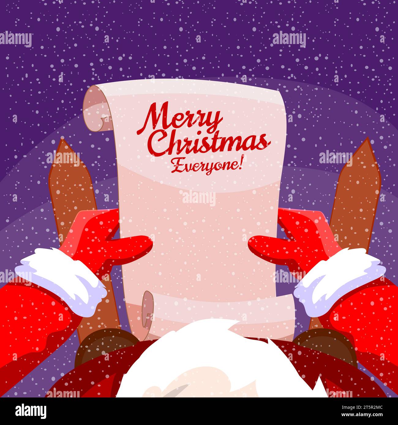 Santa Claus holds a scroll parchment in his hands, read a letter ...