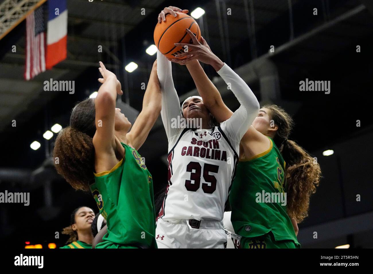 South Carolina center Sakima Walker (35) grabs a rebound during the ...