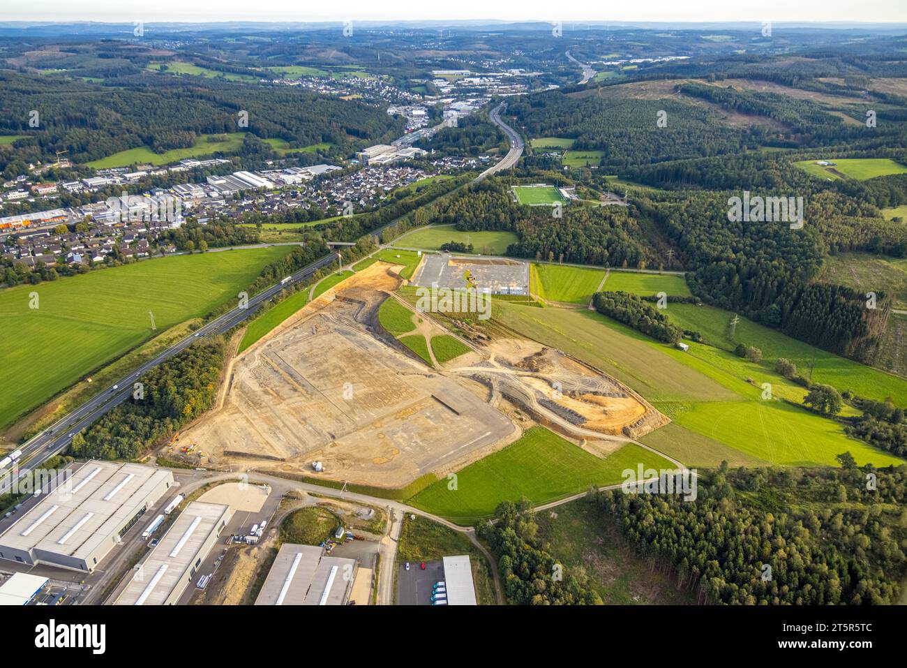 Aerial view, Hüppcherhammer business park, extension area construction ...