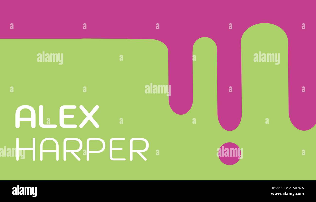Illustration of alex harper text with pink abstract patterns on green ...