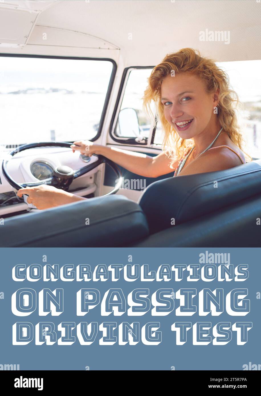 Composite of congratulations on passing driving test text over ...