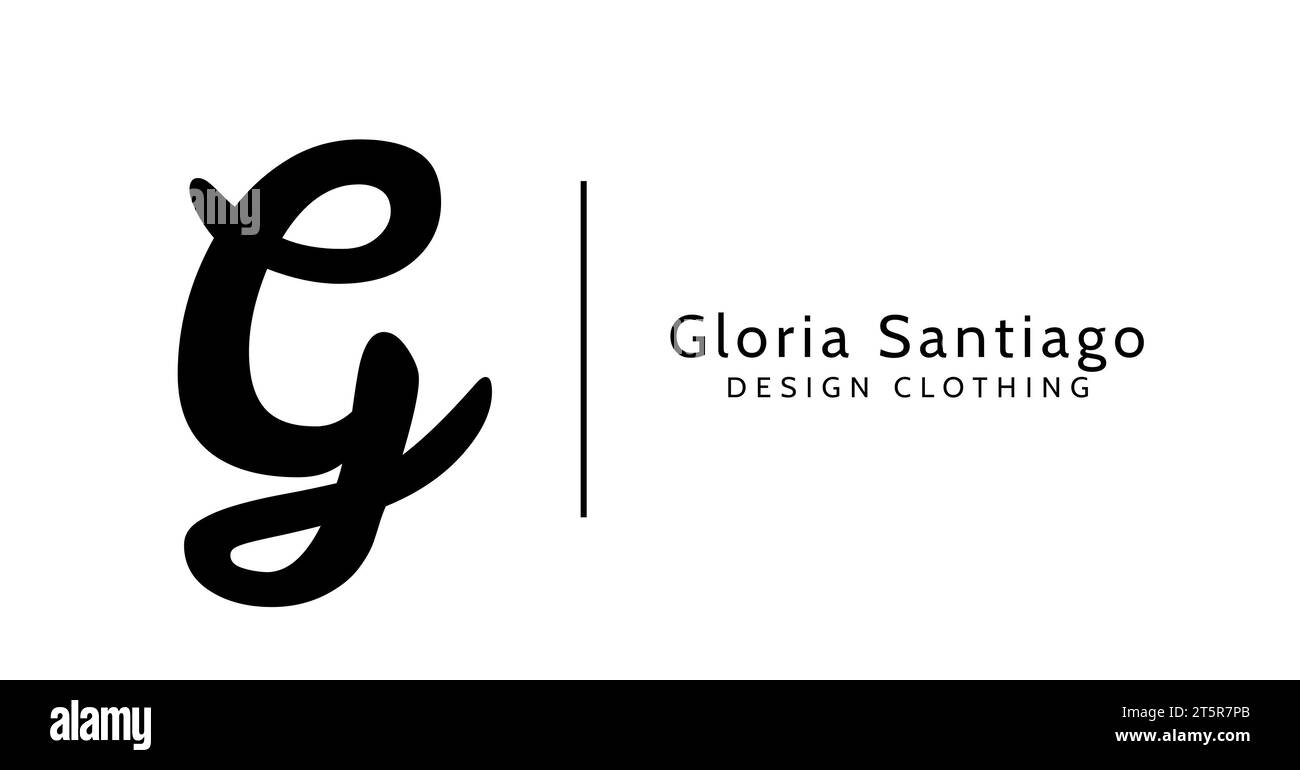 Illustration of letter g with gloria santiago design clothing text on ...