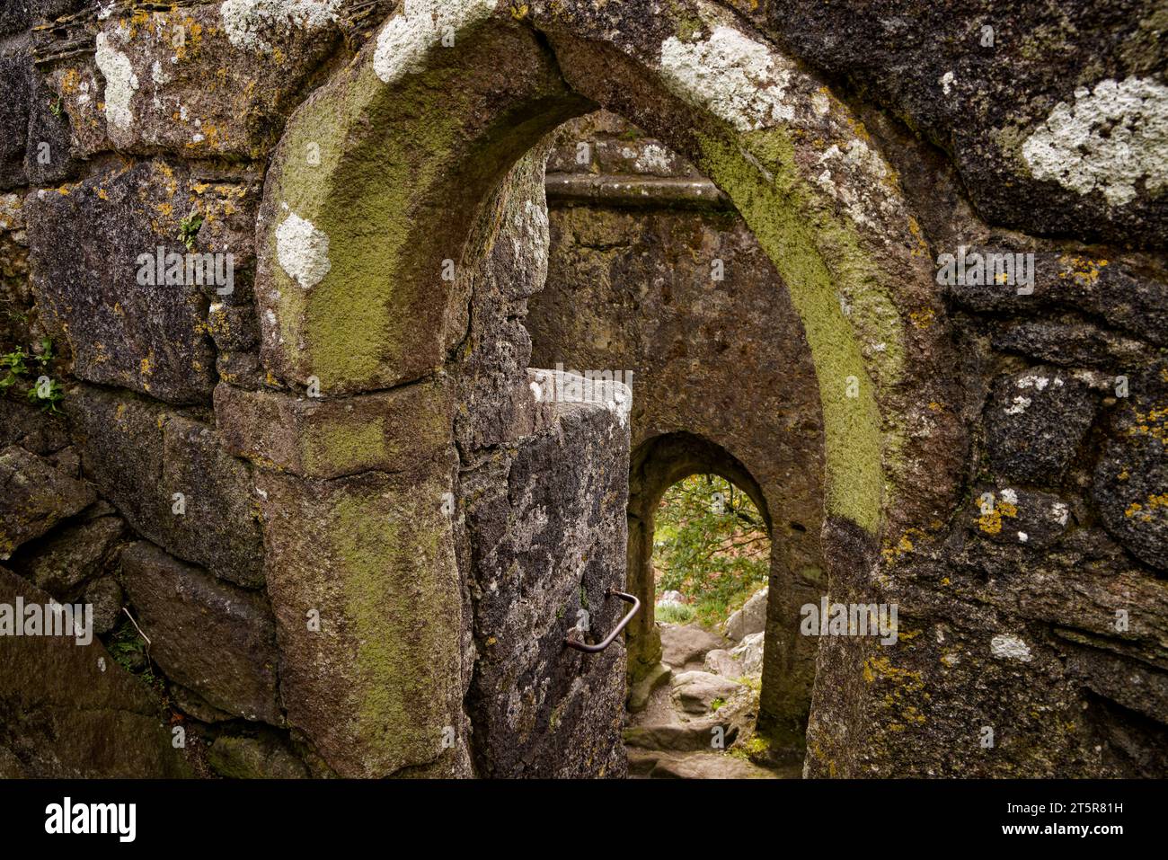 Arched stone doorways in Chapel on the Rock, Roche, Cornwall Stock ...