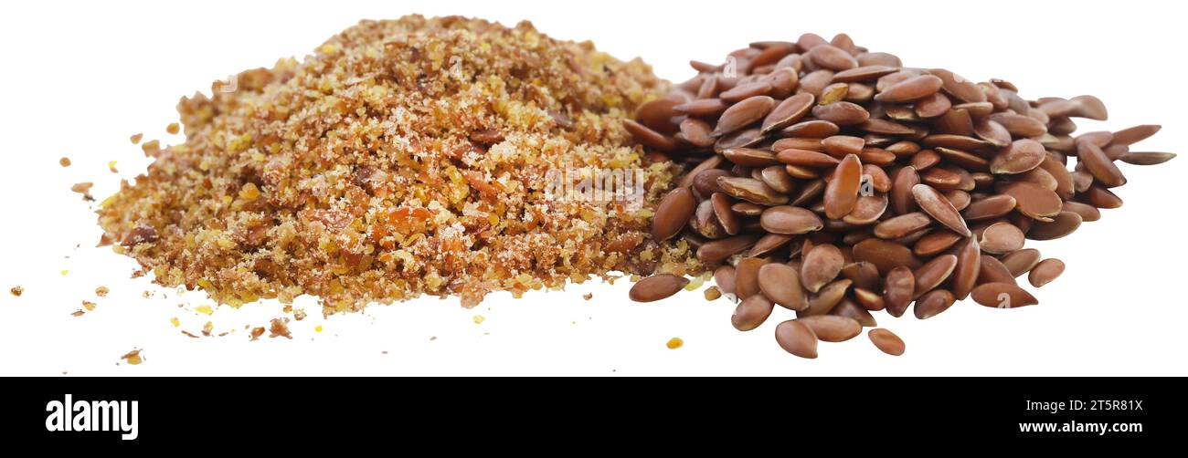 Crushed flax seeds closeup and isoalted Stock Photo - Alamy