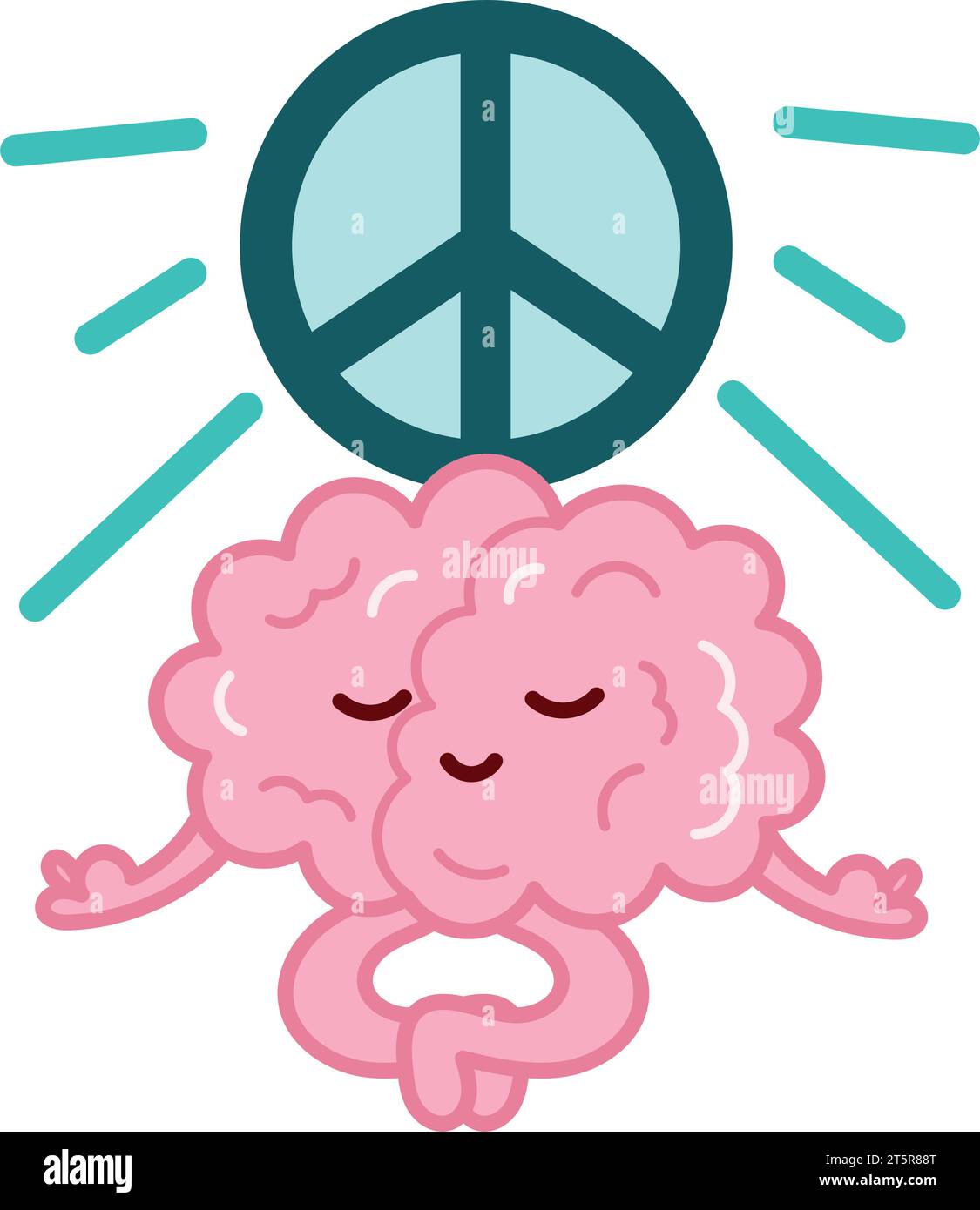 cartoon brain meditating vector isolated Stock Vector Image & Art - Alamy