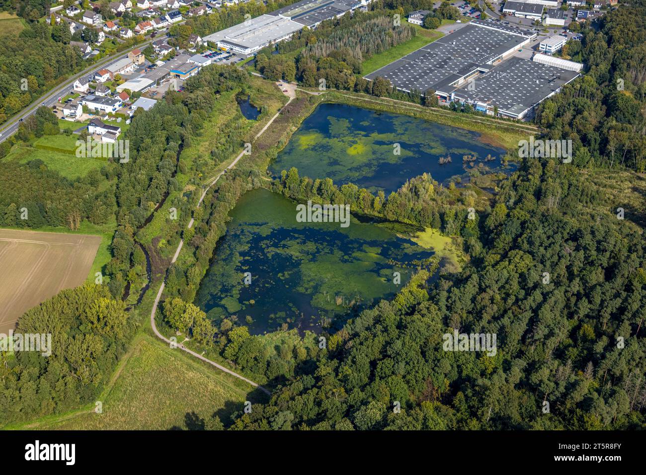 Aerial view, Oeseteiche, Kludi GmbH, Menden, Sauerland, North Rhine ...