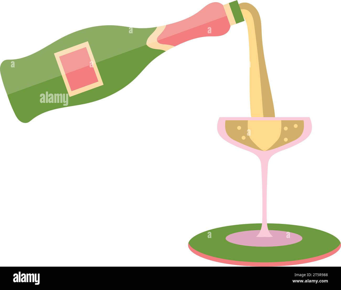 champagne bottle green and glass vector isolated Stock Vector Image ...