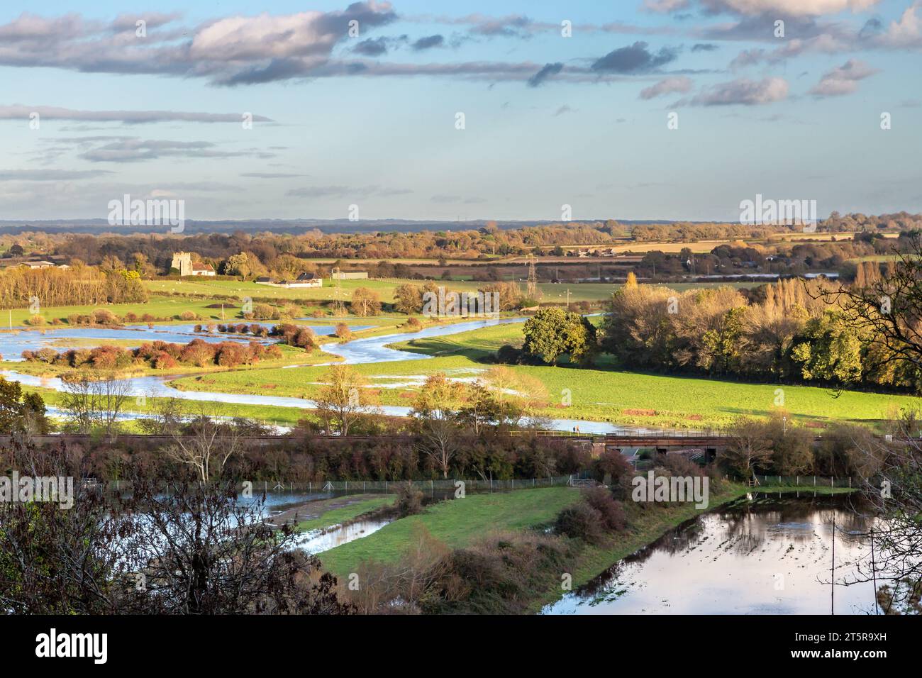 Looking out towards Hamsey church from near Lewes, with the fields ...