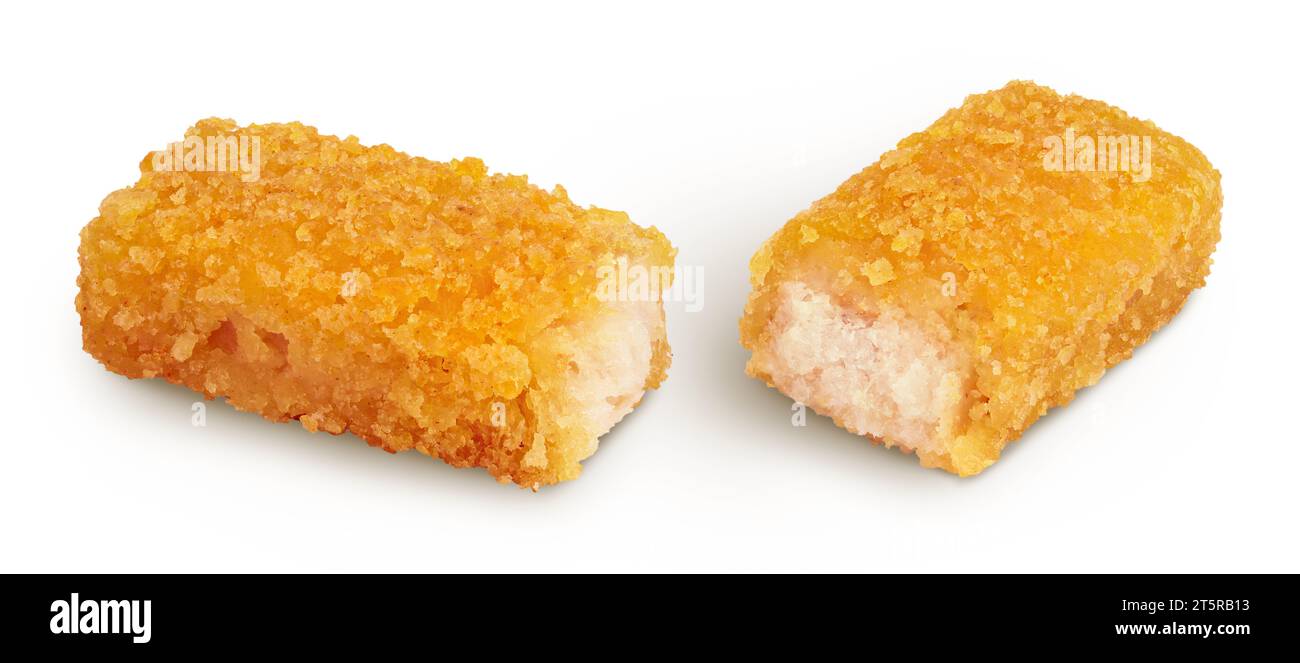 Fish finger or stick isolated on white background with full depth of ...