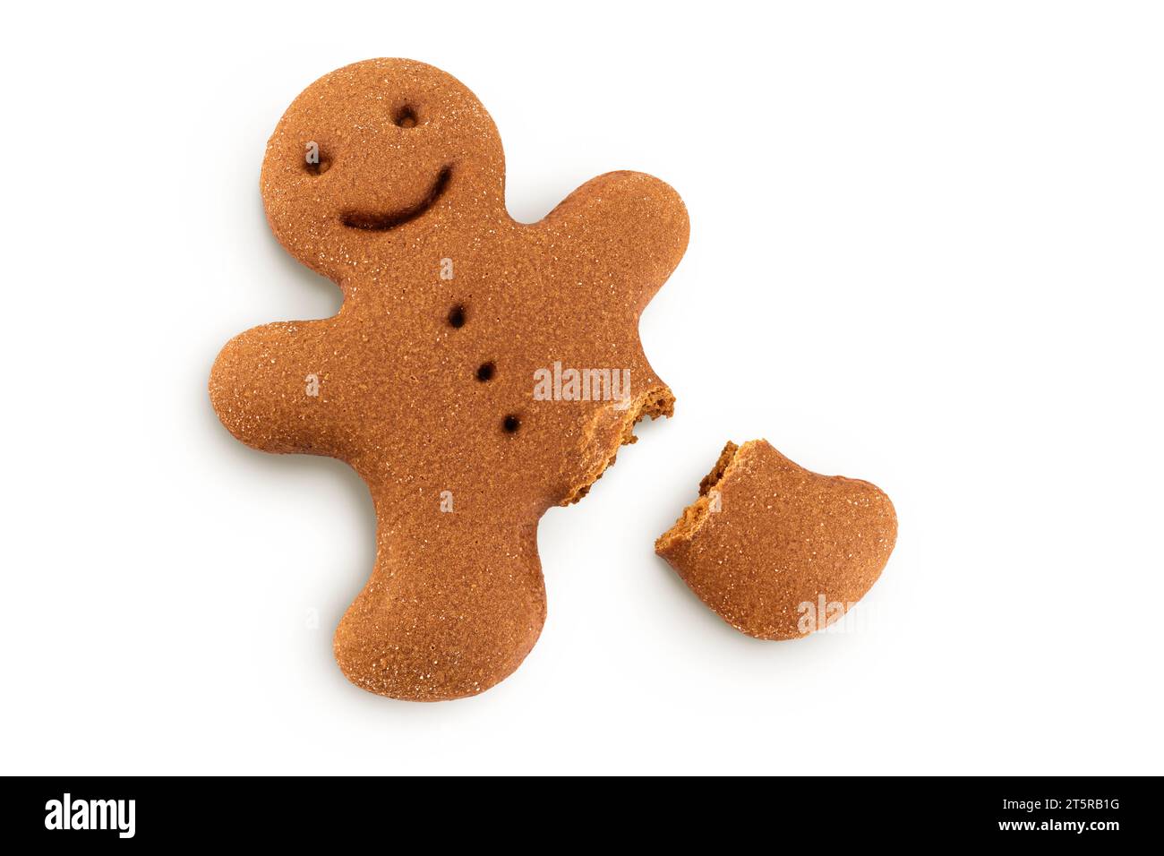 Gingerbread man isolated on white background. Top view. Flat lay Stock ...