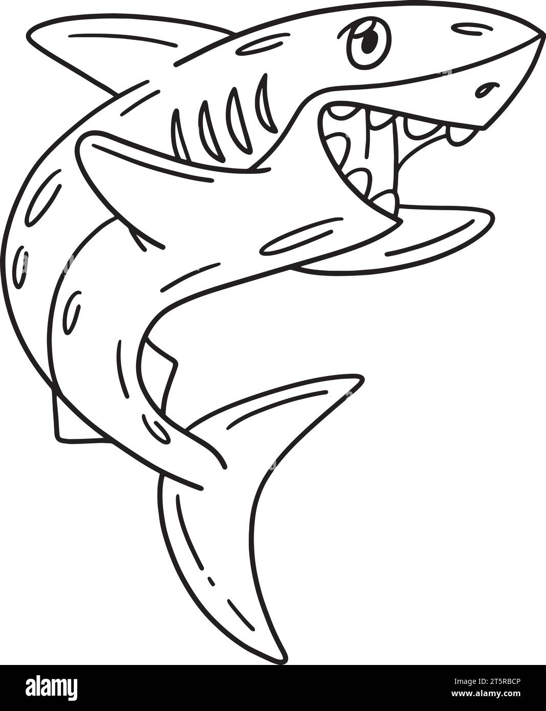 Happy Shark Isolated Coloring Page for Kids Stock Vector Image & Art ...