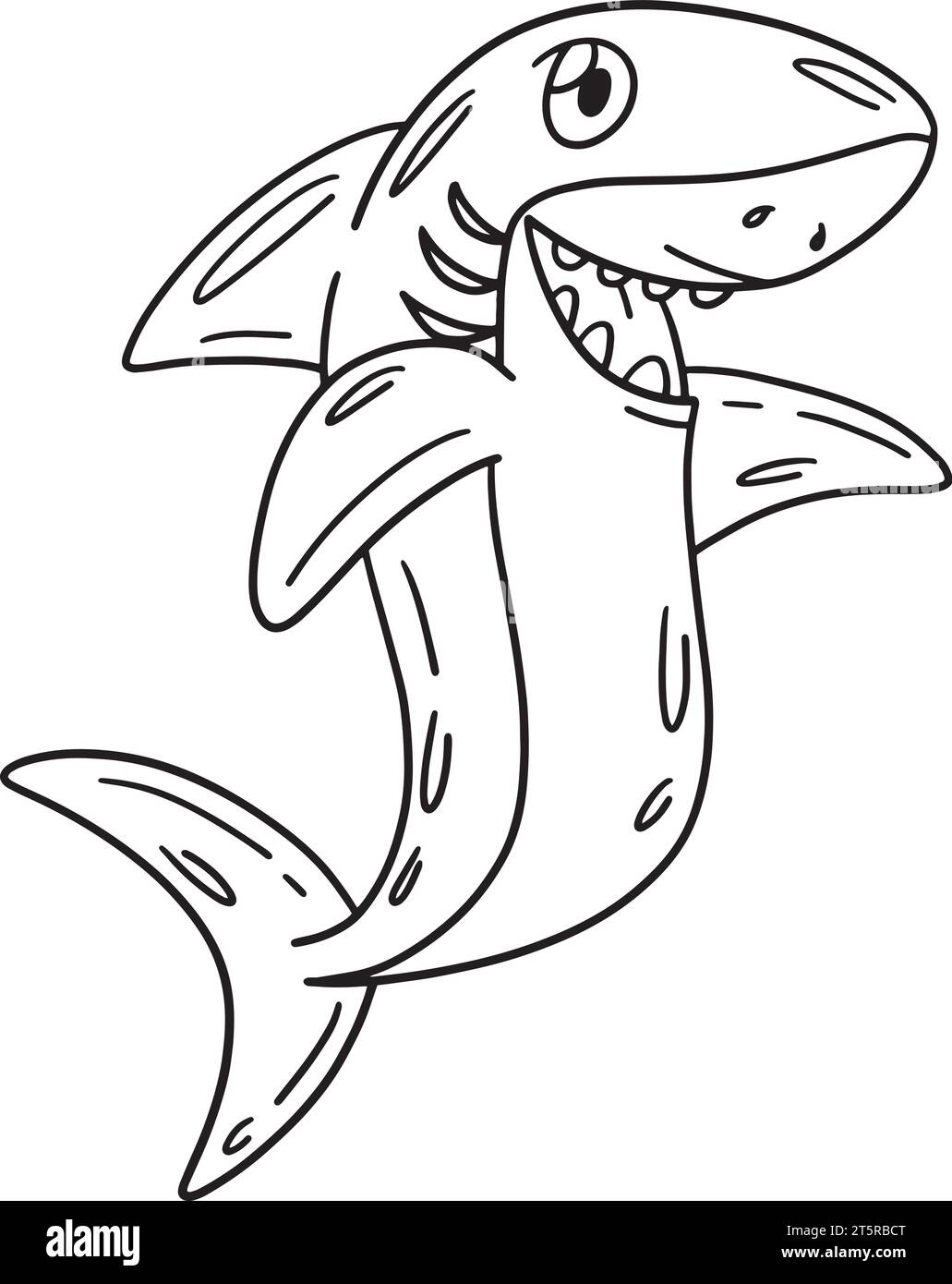 Happy Shark Isolated Coloring Page for Kids Stock Vector Image & Art ...