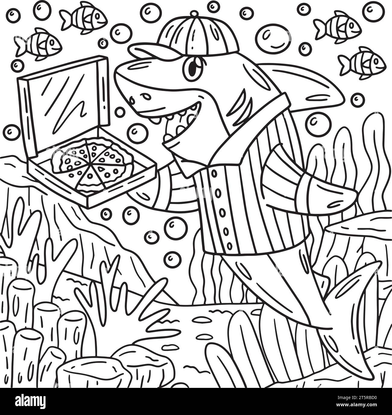 Pizza Shark Coloring Page for Kids Stock Vector Image & Art - Alamy