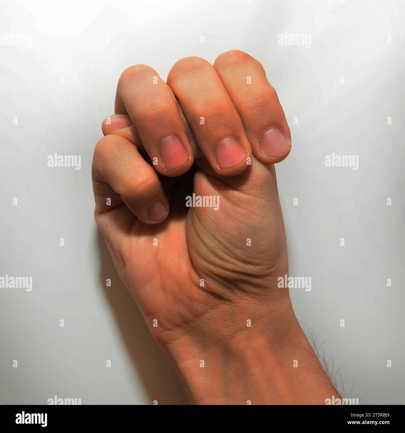 Letter U in American Sign Language (ASL) for deaf people, male hand ...