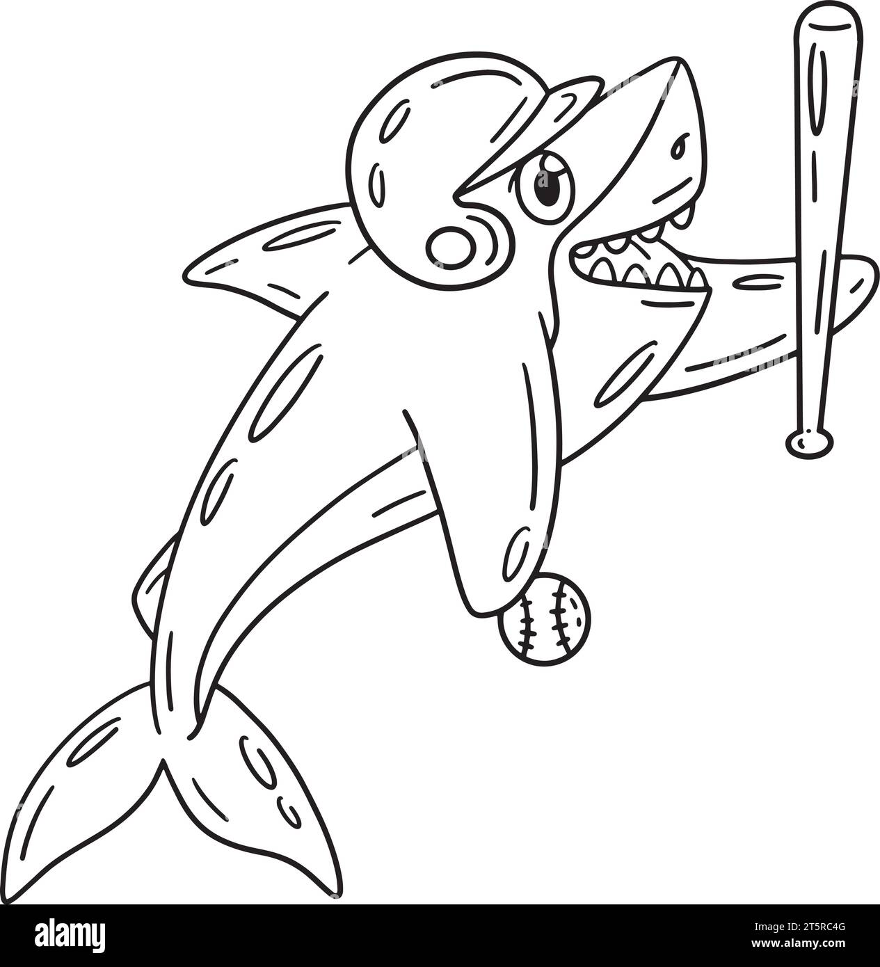 Baseball Shark Isolated Coloring Page for Kids Stock Vector Image & Art ...