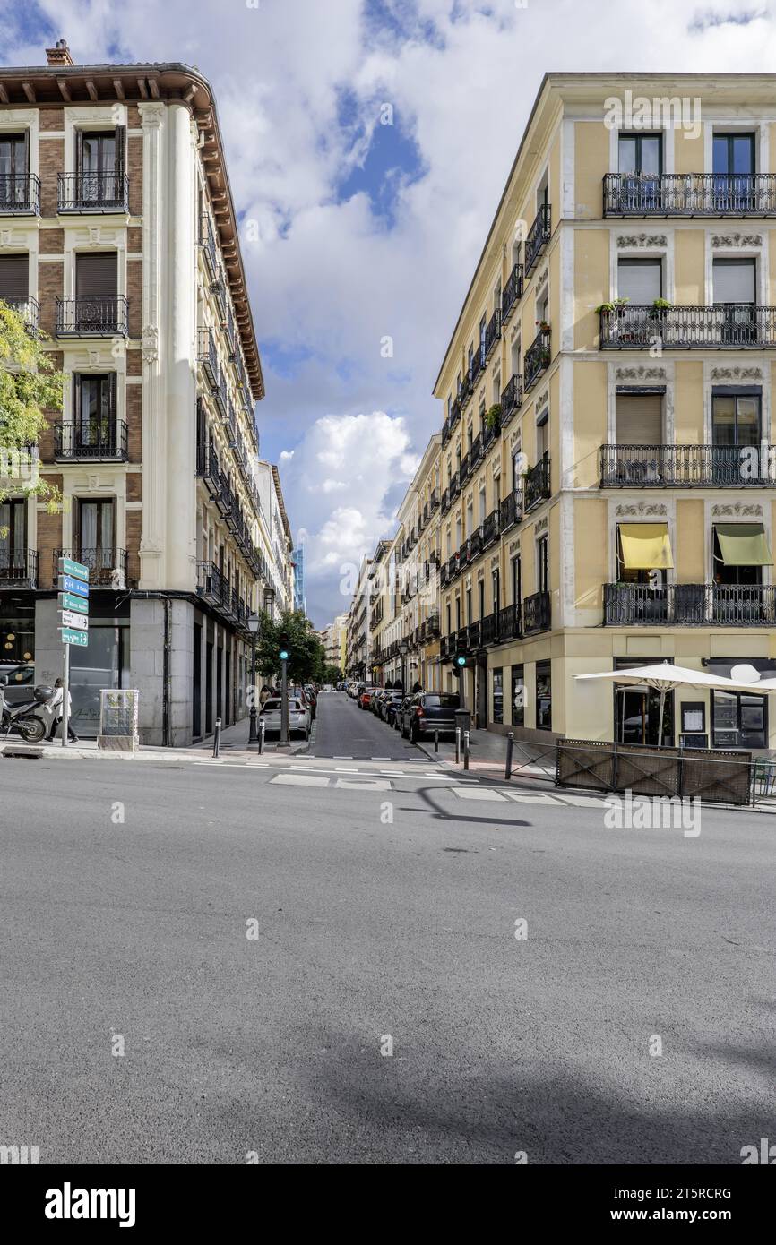 Facades of vintage buildings at street level on a day Stock Photo - Alamy