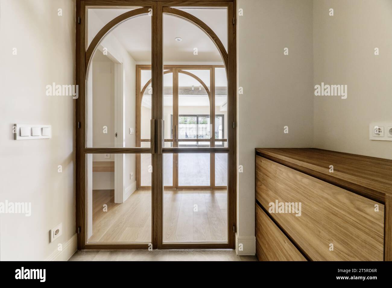 Double glass doors leading to a lounge Stock Photo - Alamy
