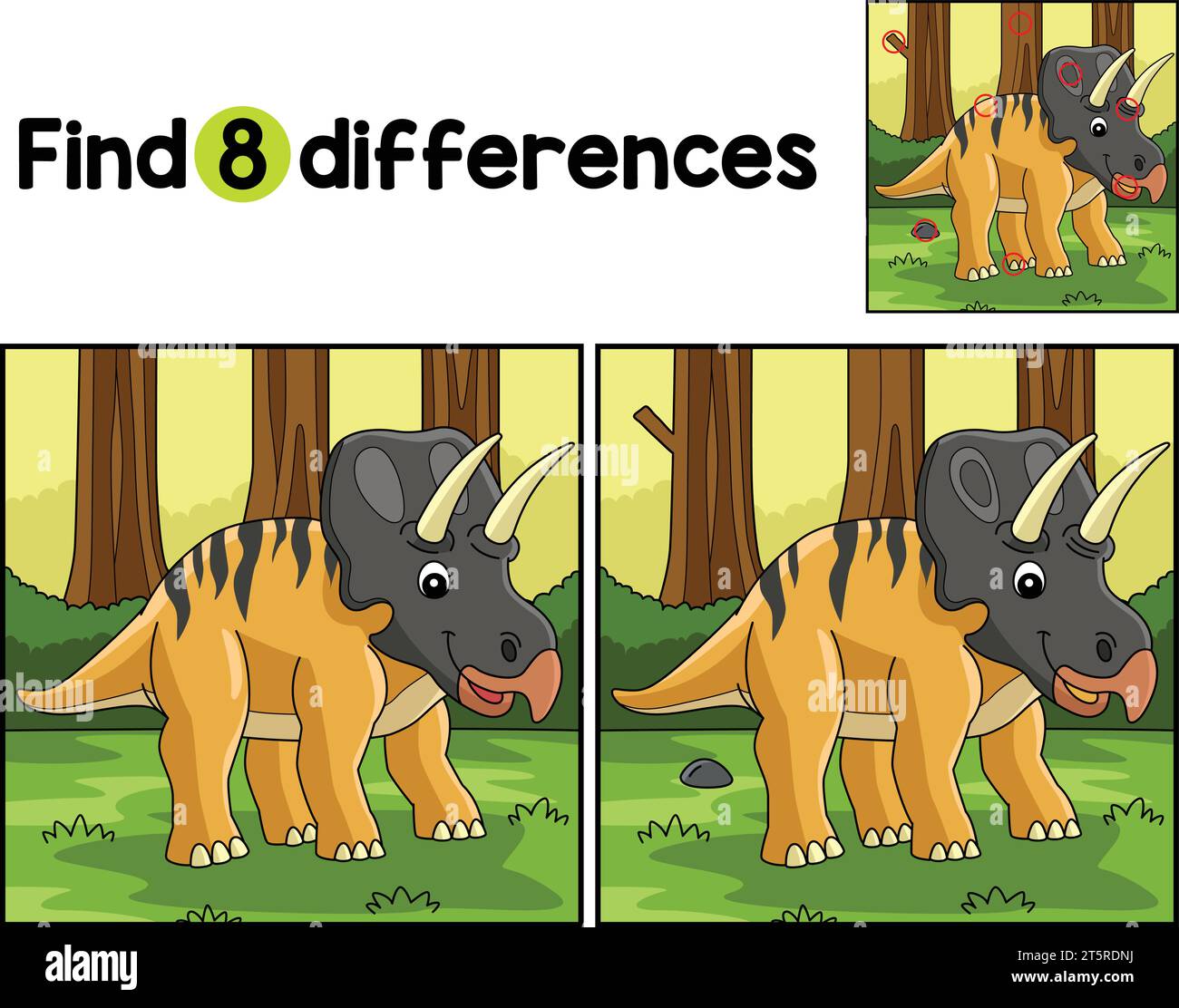 Zuniceratops Dinosaur Find The Differences Stock Vector Image & Art - Alamy