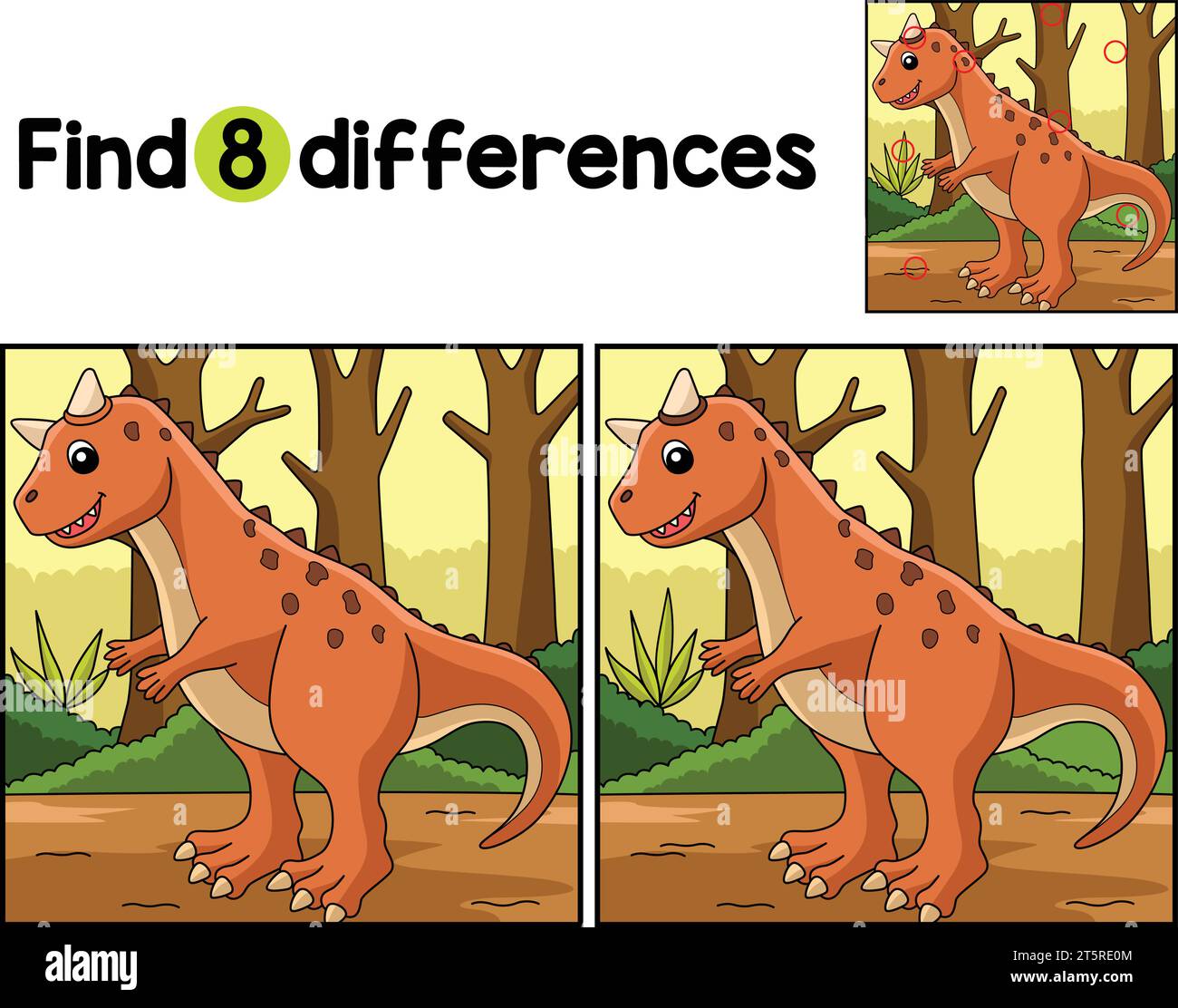 Carnotaurus Dinosaur Find The Differences Stock Vector Image & Art - Alamy