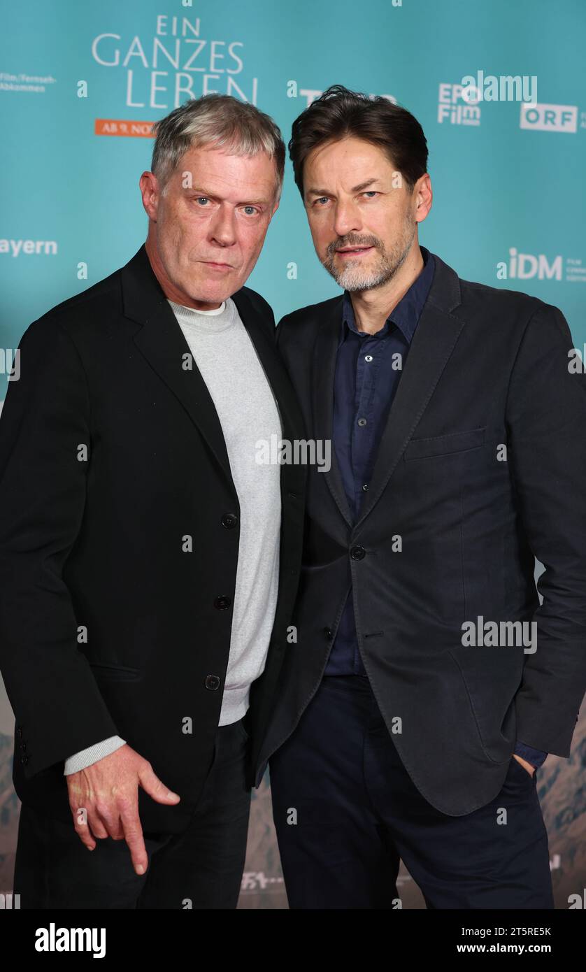 Munich, Germany. 06th Nov, 2023. Actor Andreas Lust (l) and director Hans Steinbichler stand on ...