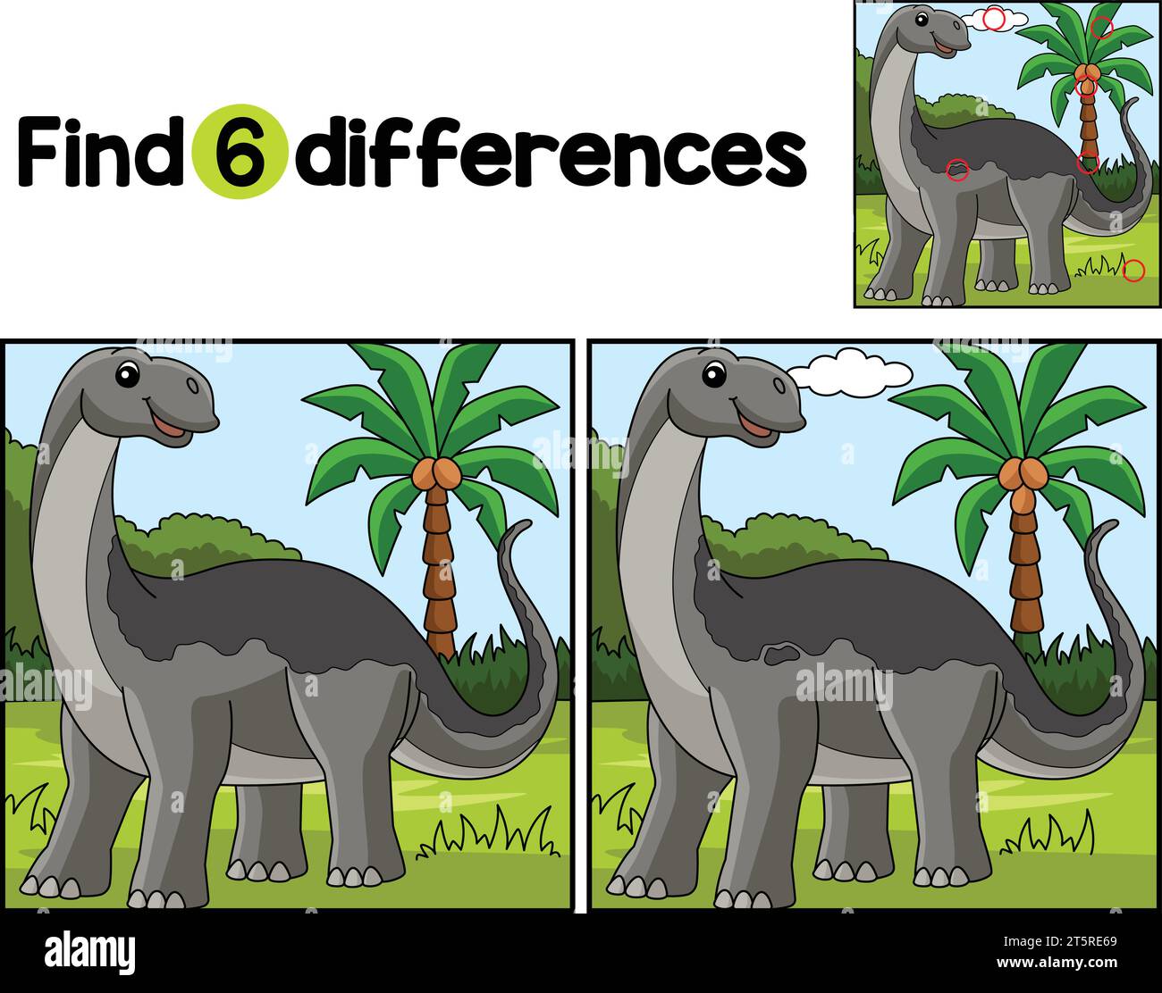 Jobaria Dinosaur Find The Differences Stock Vector Image & Art - Alamy