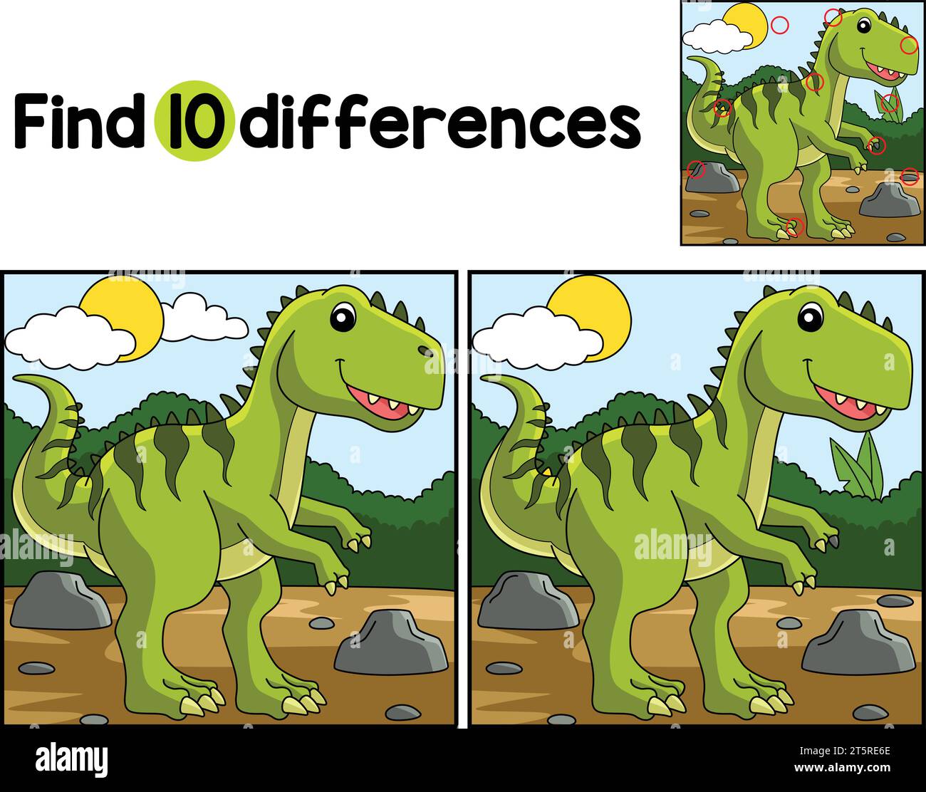 Giganotosaurus Dinosaur Find The Differences Stock Vector Image & Art ...