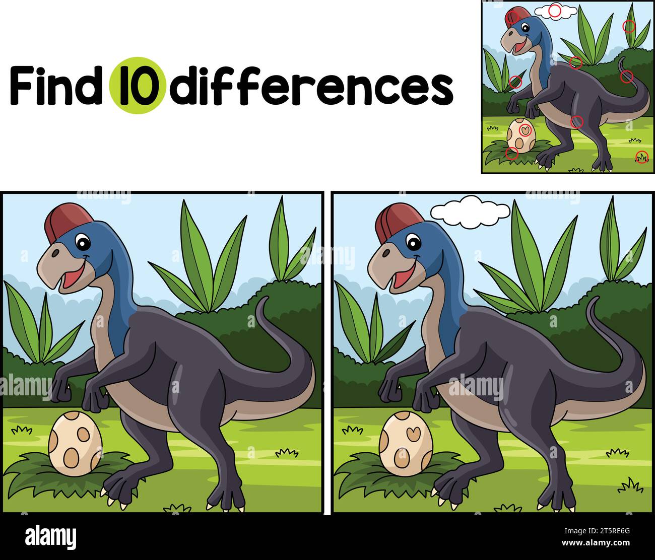 Oviraptor Dinosaur Find The Differences Stock Vector Image & Art - Alamy