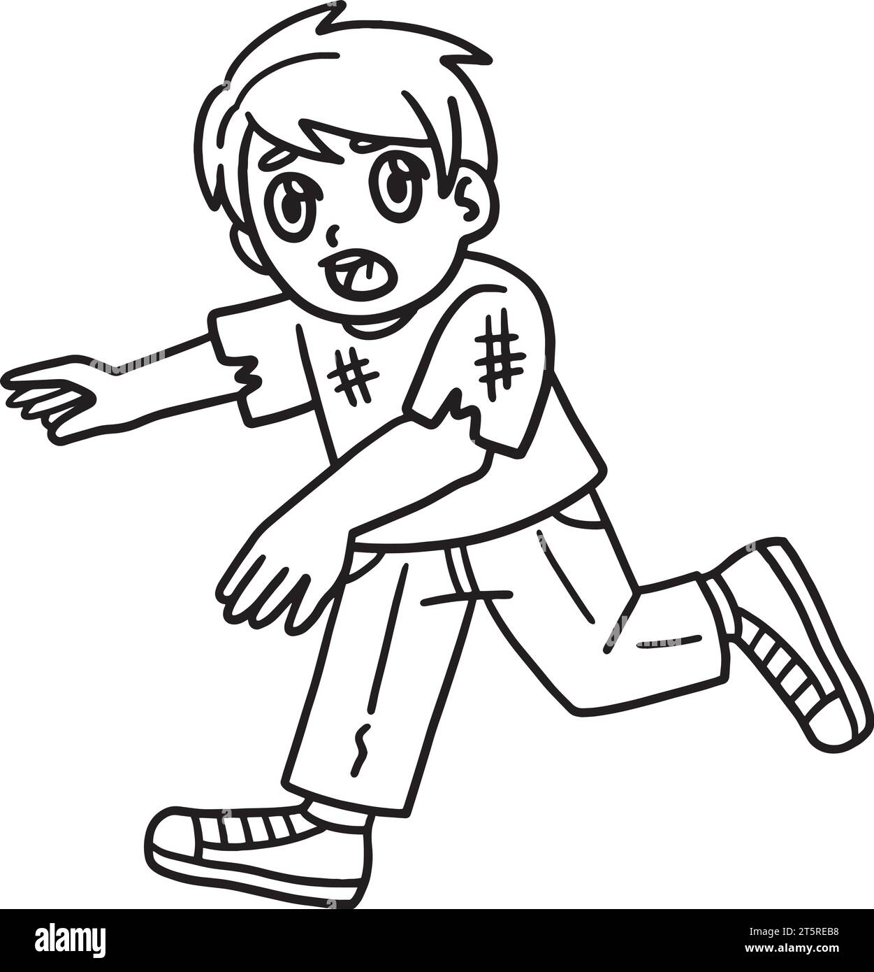 Child Running Isolated Coloring Page for Kids Stock Vector Image & Art ...