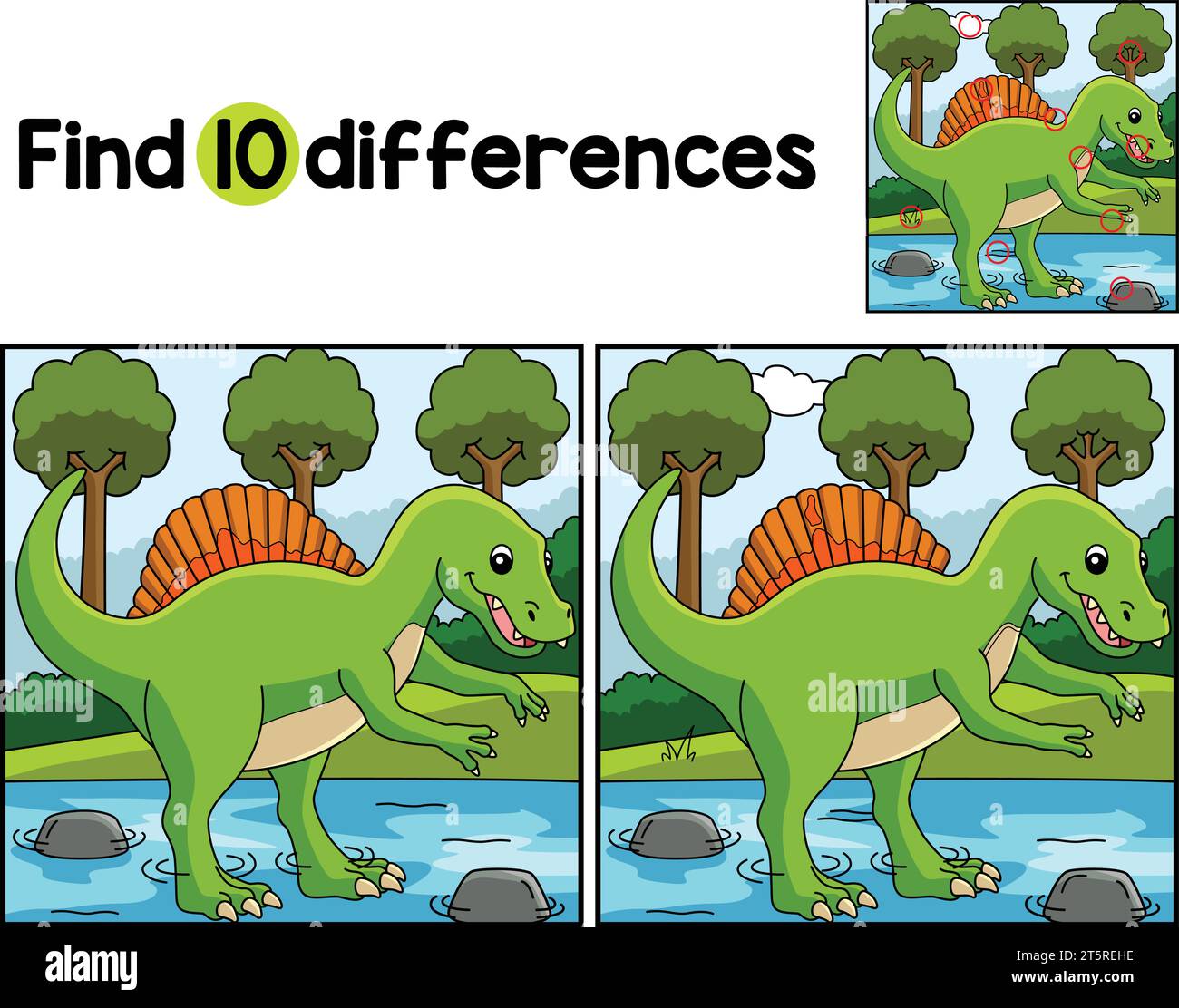 Spinosaurus Dinosaur Find The Differences Stock Vector Image & Art - Alamy