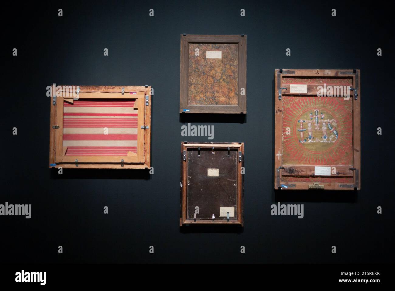 Reverse of several paintings in the REVERSOS exhibition, reveals the ...